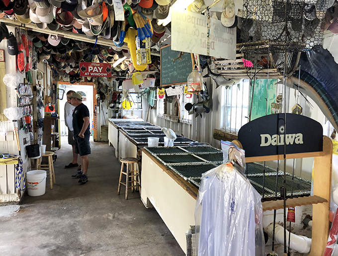 The bait shop portion isn't just for show – this is where fishing stories begin and seafood journeys come full circle.