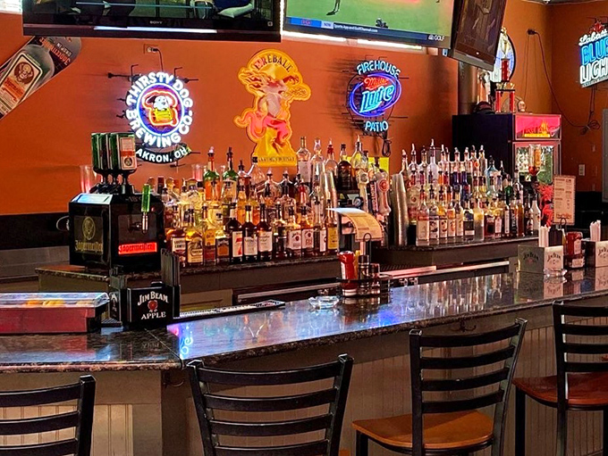 The well-stocked bar isn't just serving drinks; it's serving possibilities for an evening of stories you'll tell tomorrow.