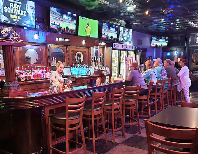The bar area strikes that perfect balance between sports-watching intensity and comfortable conversation&mdash;with enough screens to catch every play.