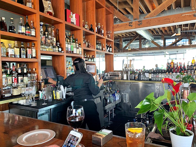 Behind every great seafood restaurant is a great bar. This one's stocked with enough spirits to satisfy sailors and landlubbers alike. 