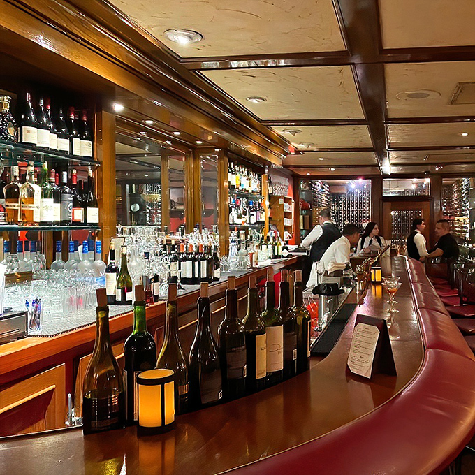 The bar gleams with promise, offering perfectly mixed old-school cocktails that would make Don Draper nod with approval.