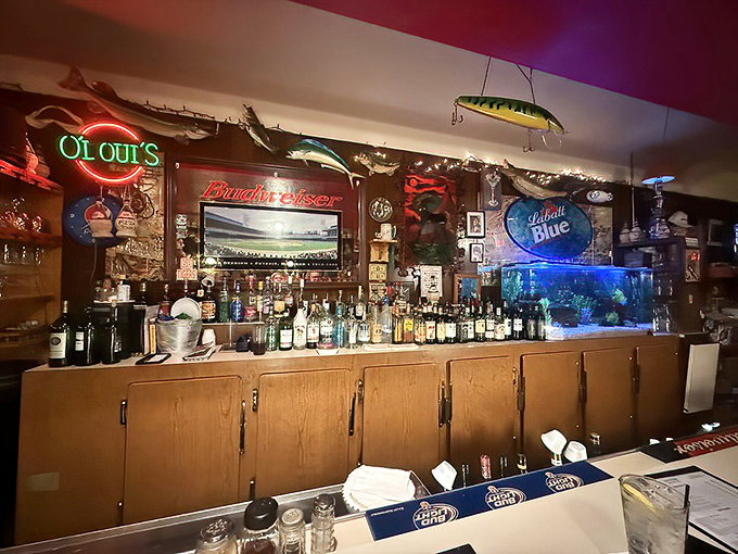 The bar at Loui's isn't designed&mdash;it evolved, like a living museum of good times where fishing lures and neon signs coexist in perfect harmony.