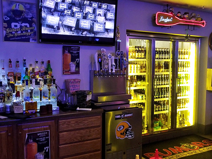 A bar stocked for serious business, with enough options to make decision-making the hardest workout you'll get all day.