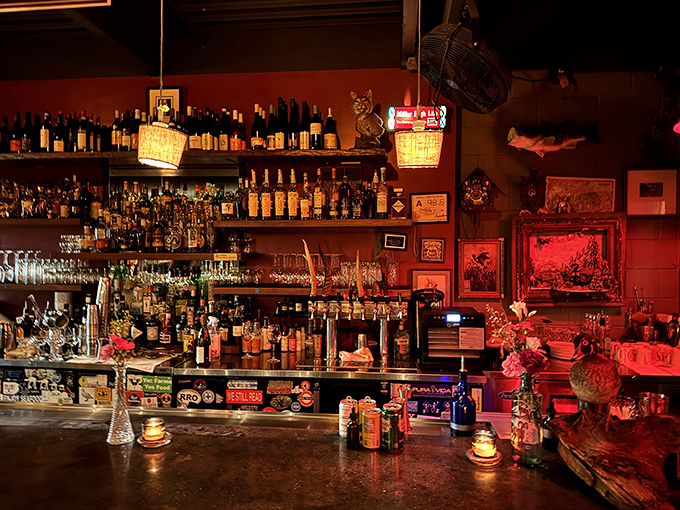 A bar that would make Hemingway nod in approval. The bottles stand like soldiers ready to enhance your dining experience.