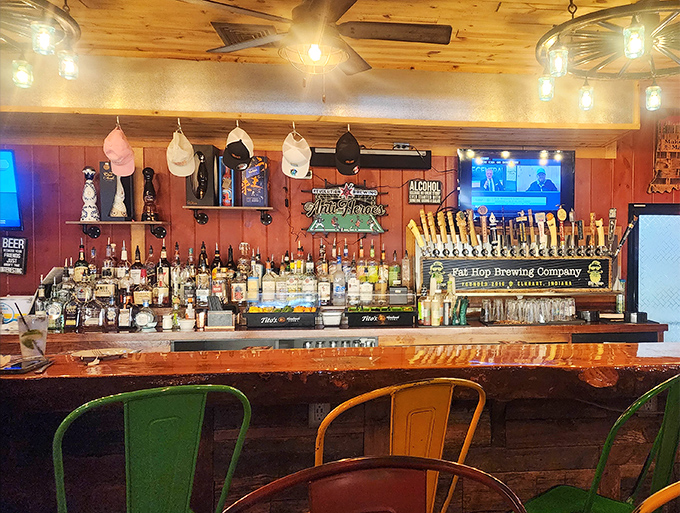 The fully-stocked bar promises liquid courage for those still skeptical that great seafood exists in Indiana.