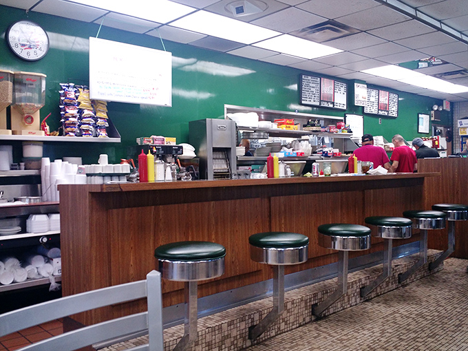 The counter seating offers front-row tickets to the culinary show. Like Broadway, but with more mustard and better value.