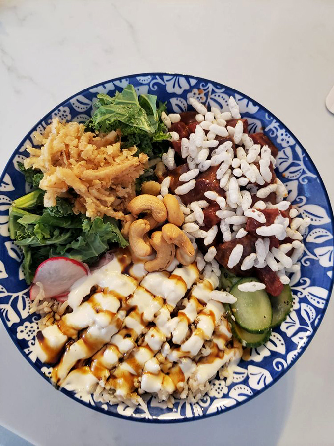 The Beet Poke Bowl proves healthy eating needn't be punishment. A vibrant arrangement of textures and flavors that makes vegetables feel like celebration.