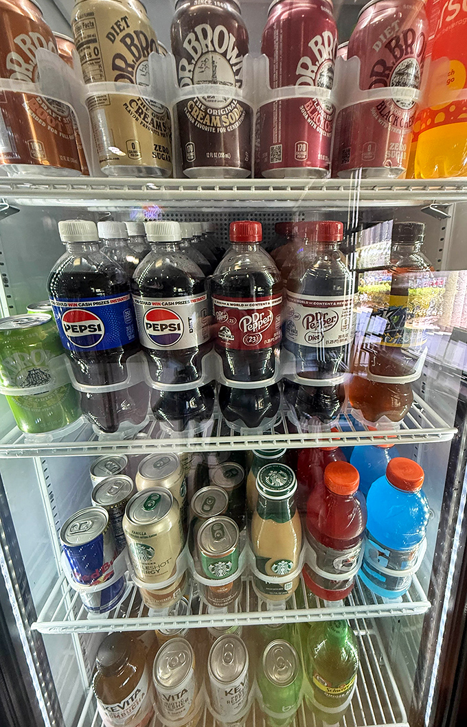 The beverage case&mdash;where decisions get complicated. Do you go classic with a Pepsi or fancy with a Starbucks? Life's important questions happen here.