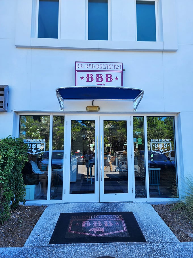 Big Bad Breakfast's entrance promises morning indulgences worth setting an alarm for. The kind of place where calories don't count because vacation math works differently.