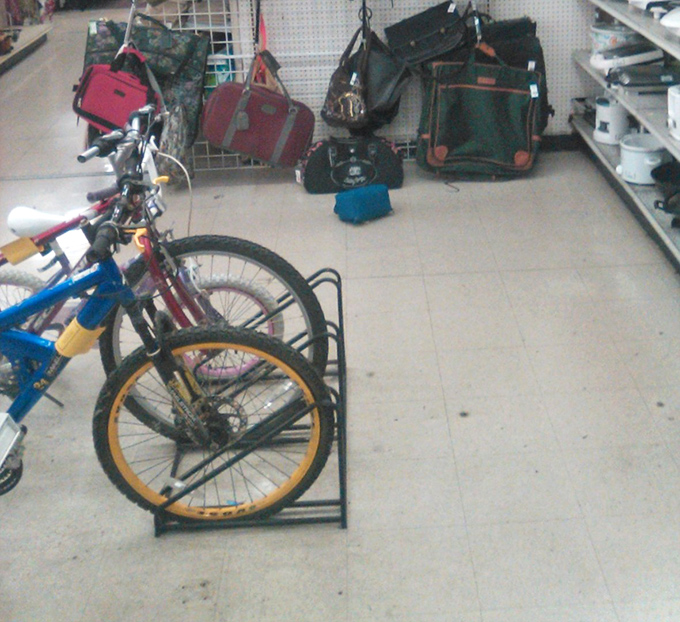 Bicycles waiting for their second wind. Someone's abandoned fitness resolution becomes your new weekend adventure companion.
