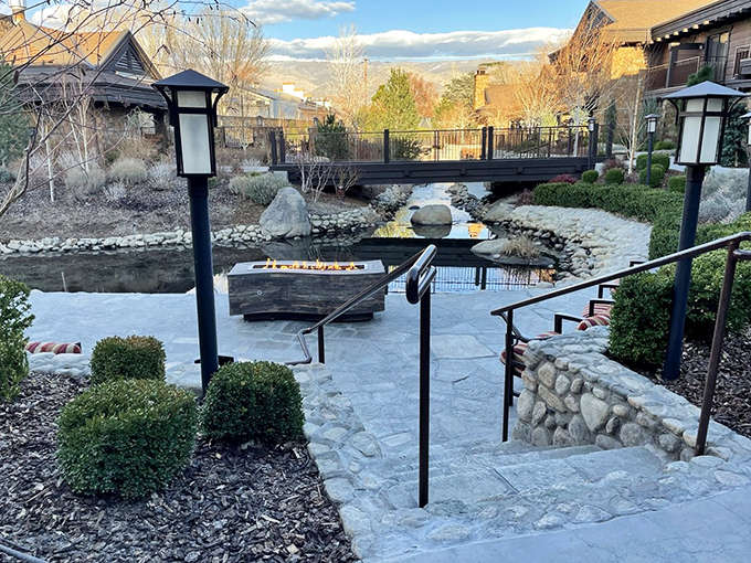 Bishop Creekside Inn's thoughtfully designed water feature creates the perfect spot for contemplating life's big questions&mdash;or just tomorrow's breakfast options.