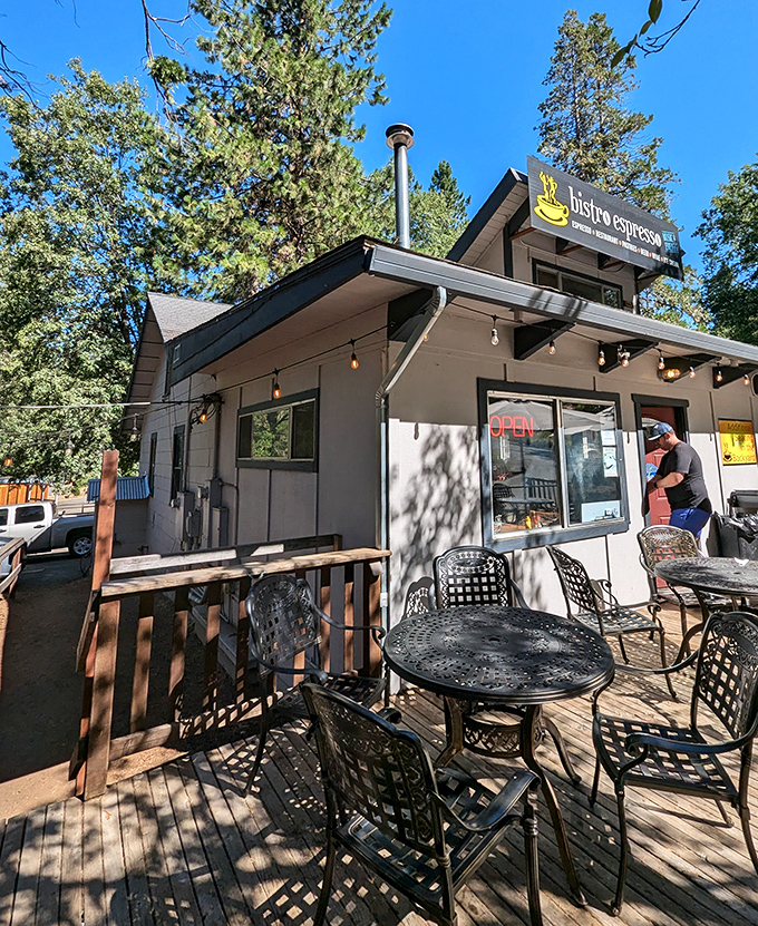 Bistro Espresso's deck is where morning coffee becomes a spiritual experience, with pine-scented air as the perfect flavor enhancer.