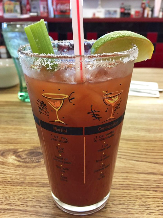 Their Bloody Mary comes dressed for success with celery, lime, and a salted rim&mdash;breakfast in a glass for those mornings when you need liquid courage.