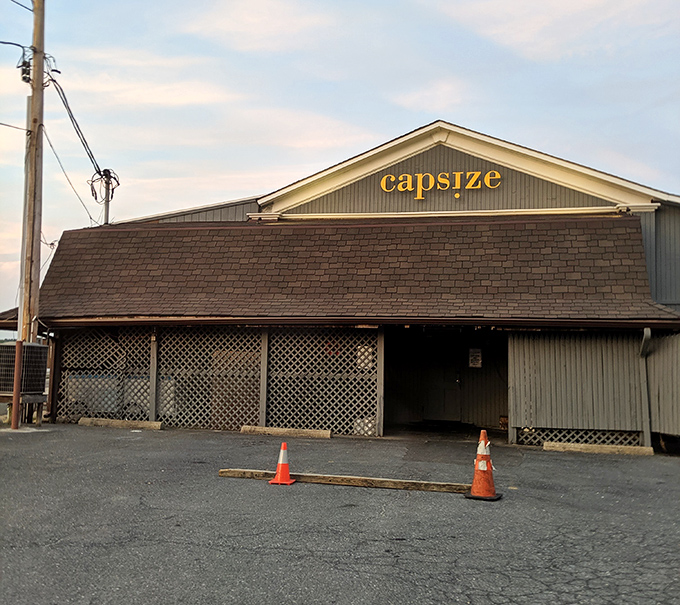 Capsize Restaurant might be closed for the season, but its weathered exterior hints at summer evenings filled with crab feasts and waterfront views.