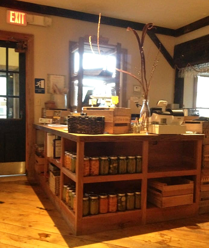 The market area showcases preserved local bounty &ndash; jars of summer sunshine waiting to brighten someone's pantry.