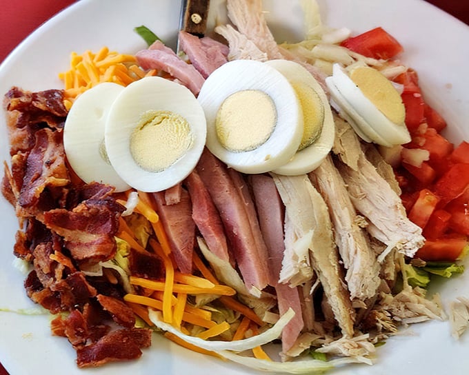 A protein powerhouse disguised as a work of art &ndash; this chef's salad showcases the kitchen's attention to detail and fresh ingredients.