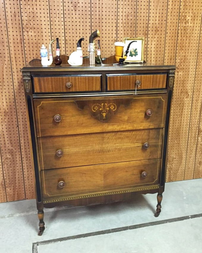 This dresser has more character in one drawer pull than entire furniture showrooms today. Craftsmanship that tells stories.