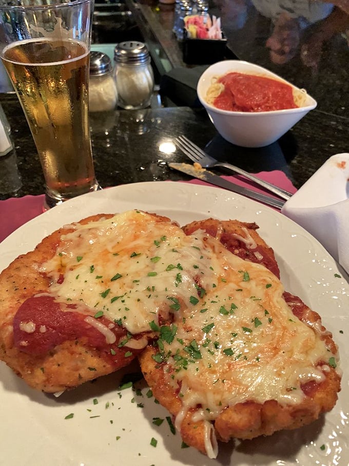 Chicken parmigiana that makes you understand why some foods become legends. That cheese pull should have its own Instagram account.