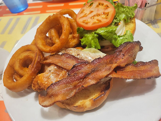 The sandwich that answers the eternal question: "How can I fit more crispy things between two slices of bread?"