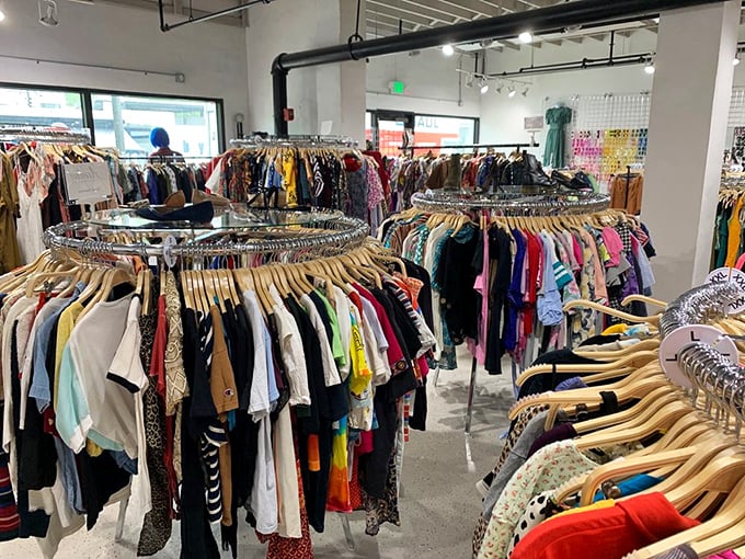 The promised land of pre-loved fashion. Each circular rack holds potential wardrobe game-changers at prices that won't trigger credit card alerts.