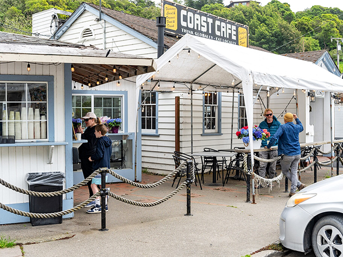 The Coast Cafe serves up local flavor with a side of community—where your server might also be a surfer, artist, or both.