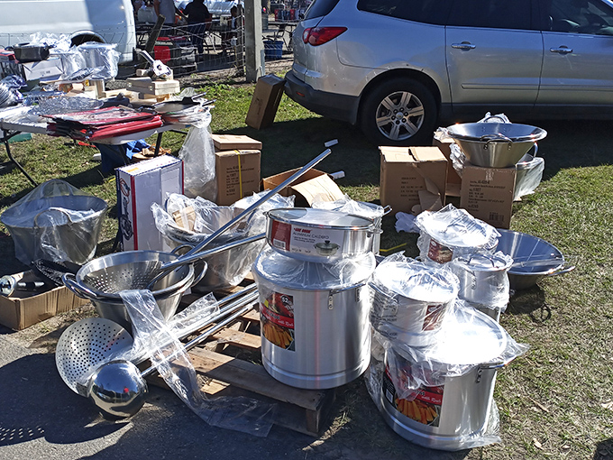 Kitchen equipment that means business. These aren't dainty pots for heating soup&mdash;they're cauldrons for feeding small armies or particularly hungry teenagers.