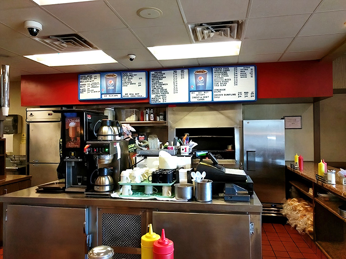 The heart of operations, where orders are called, conversations flow, and the staff orchestrates the burger symphony that keeps locals coming back.