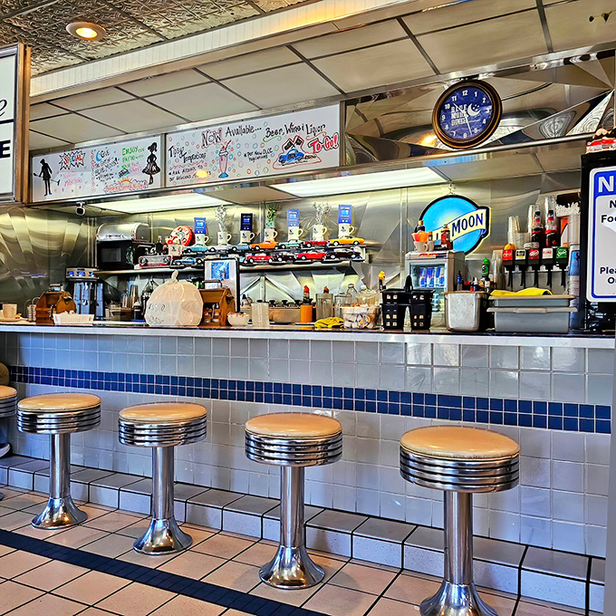 Where the magic happens&mdash;classic counter service with the rhythmic dance of short-order cooking on full display.