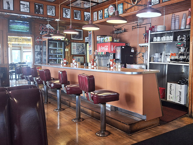 The counter—where solo diners find community, regulars claim their territory, and everyone gets a front-row seat to the short-order show.