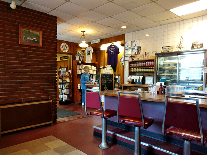 The classic diner counter where friendships form faster than you can say "coffee refill, please."