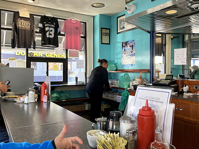 The command center of breakfast operations, where condiments stand at attention and coffee mugs await their next deployment.