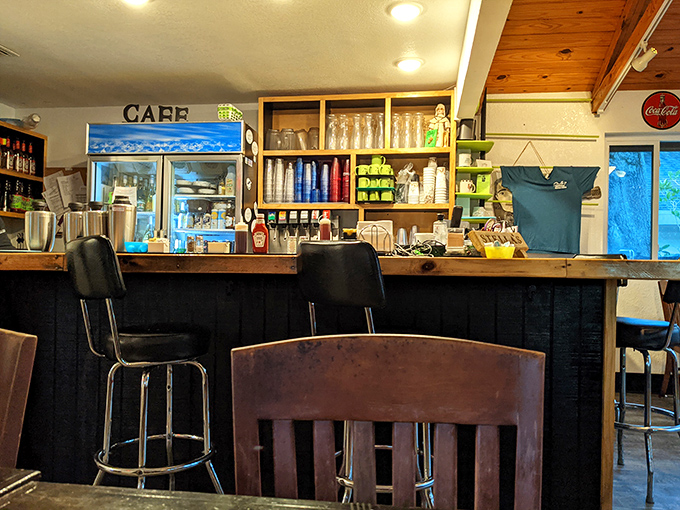 The counter view&mdash;where breakfast magic happens. Simple, unpretentious, and ready to serve up exactly what your morning requires.