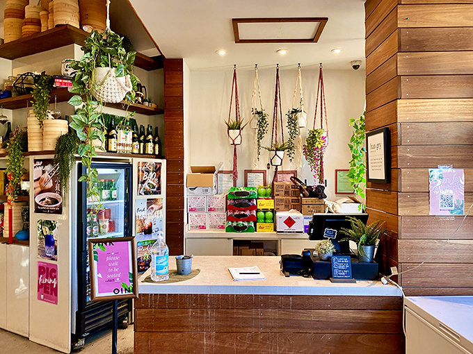 Behind this counter, culinary magic happens. The hexagonal tile detail is just a bonus to the dumpling-making theater.