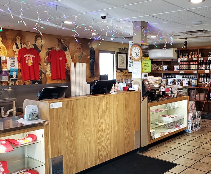 The counter area where regulars exchange neighborhood news and newcomers get the unofficial welcome to Bay City's living room.