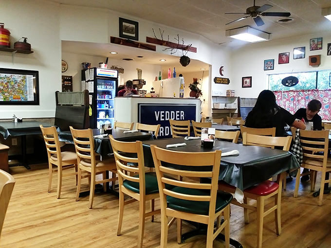The heart of any great diner is its counter area, where solo diners find community and regulars catch up on local happenings.