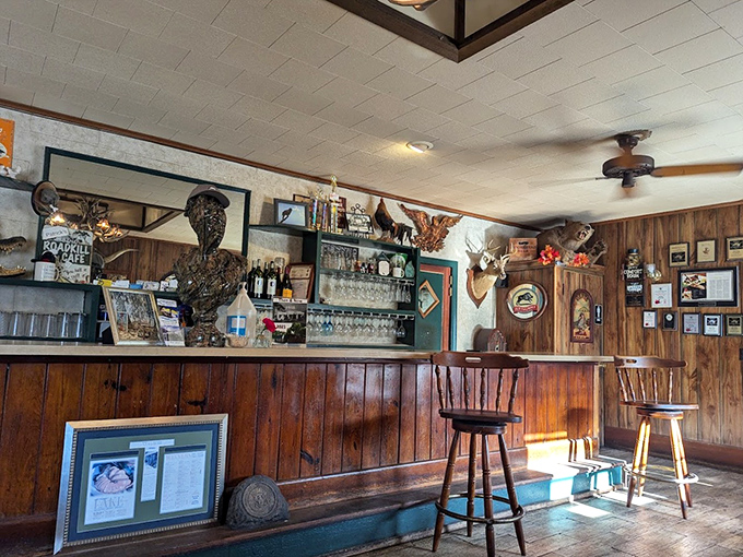The bar area showcases decades of memorabilia &ndash; each bottle, photo and trinket telling stories of meals and memories shared.