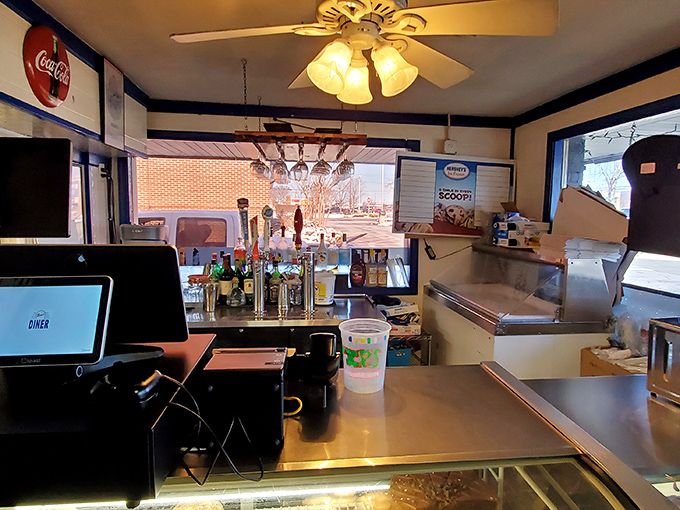The counter area offers a glimpse into the organized chaos of diner operations&mdash;where coffee is always fresh and the staff moves with practiced efficiency.