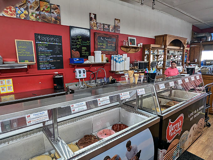 Behind this counter, magic happens daily. The ice cream case isn't just refrigerated&mdash;it's a treasure chest of frozen possibilities.