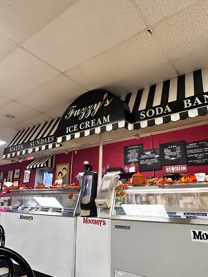 That striped awning over the ice cream counter isn't just decoration&mdash;it's a beacon of hope signaling that dessert is not just allowed, but encouraged.
