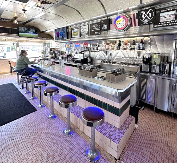 The counter seating offers front-row tickets to the greatest show in Truckee &ndash; watching skilled hands craft diner magic.