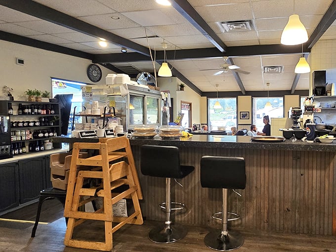 Counter seating where regulars become family and first-timers become regulars. The heart of the restaurant beats strongest here.