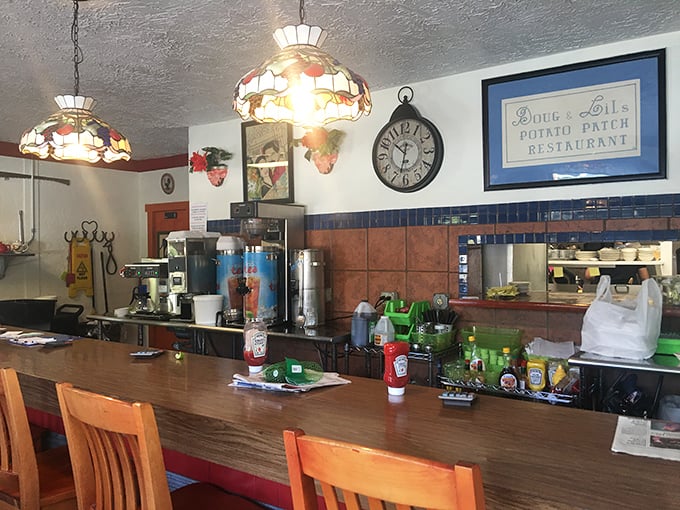 Counter seats offer front-row views of breakfast artistry happening right before your eyes.