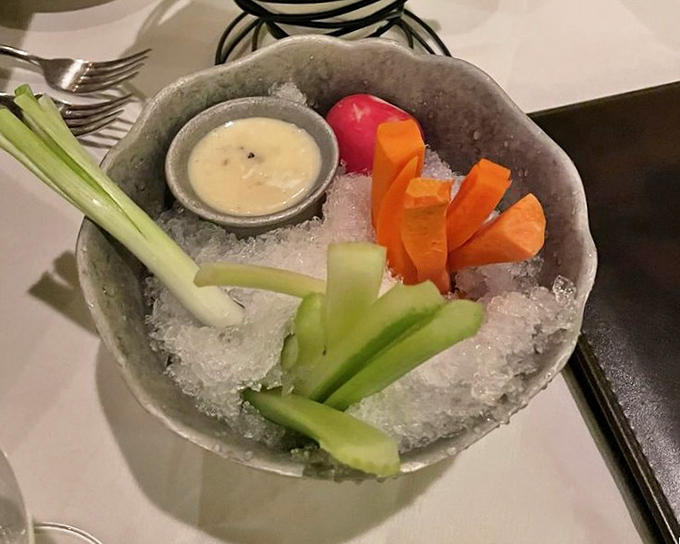 The crudit&eacute; platter&mdash;that moment when raw vegetables in ice actually look exciting because the dipping sauce promises greatness.