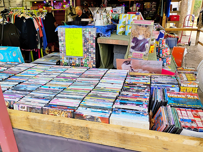 Hollywood's history spread across a wooden table&mdash;each DVD a portal to movie nights past. Before streaming, we had these plastic time machines.