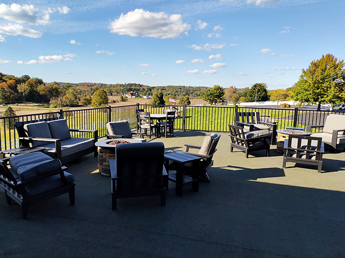 The outdoor deck offers rolling countryside views that pair perfectly with post-meal relaxation&mdash;nature's digestif after an Amish feast that tested your belt's elasticity. 