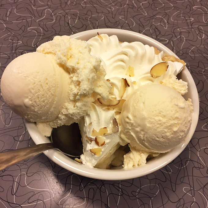 Ice cream that doesn't need Instagram filters to look this good. Simple pleasures topped with a cloud of whipped cream.