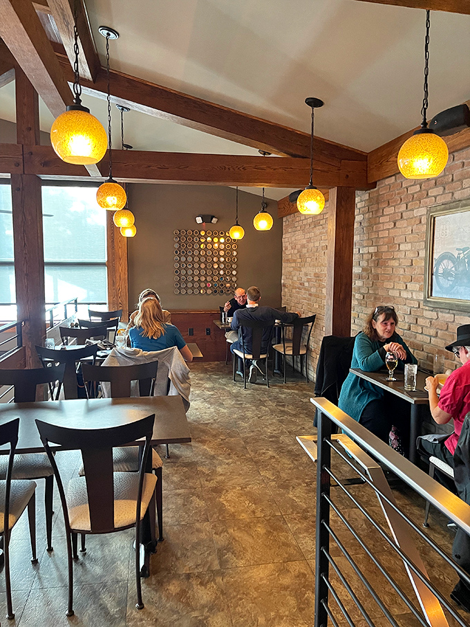 Exposed beams and warm lighting create the kind of ambiance that makes every dinner feel special.