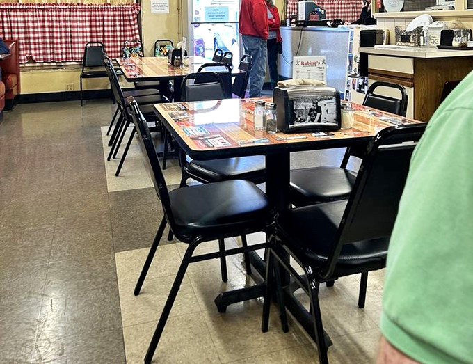 Simple tables, practical chairs, and zero pretension. This dining room isn't designed for Instagram&mdash;it's designed for enjoying great food with good company.