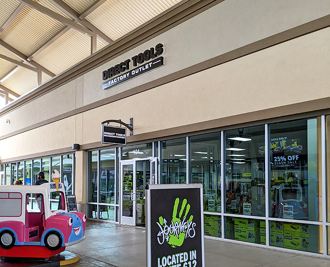 Direct Tools Factory Outlet: where husbands suddenly develop shopping stamina and wives mysteriously lose track of time.