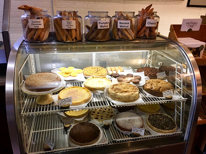 A display case that's essentially a museum of carbs&mdash;each pie and pastry more tempting than the last.